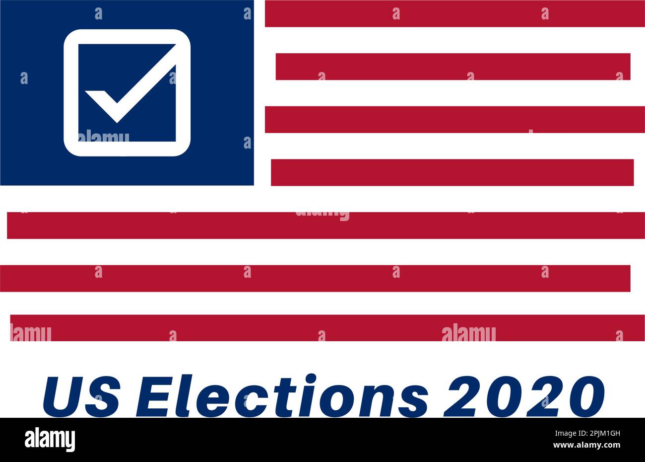American flag with checkmark symbol instead stars. US 2020 president ...