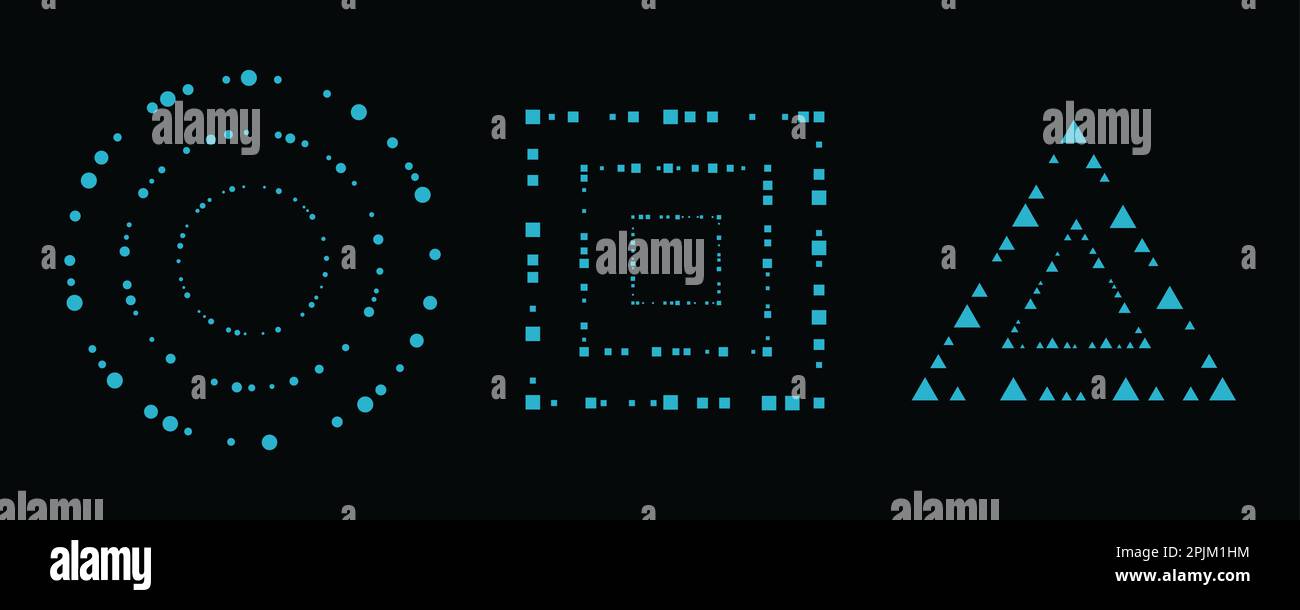 Circle, square, triangle geometric frames or borders that formed by ...