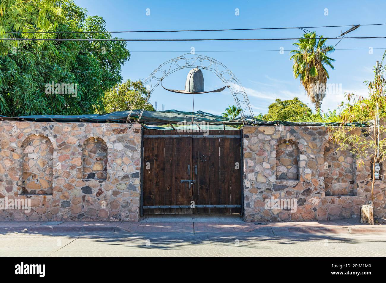 Loreto, Baja California Sur, Mexico. A metal sculpture of a sombrero ...