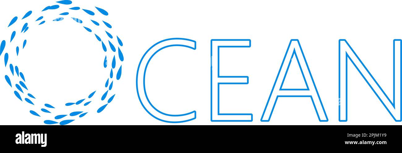 Ocean word with fish flock instead letter o. Underwater ocean, marine ...