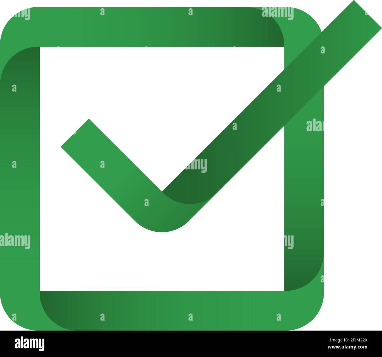 Check mark icon in a box or square. Gradient green colored symbol ...