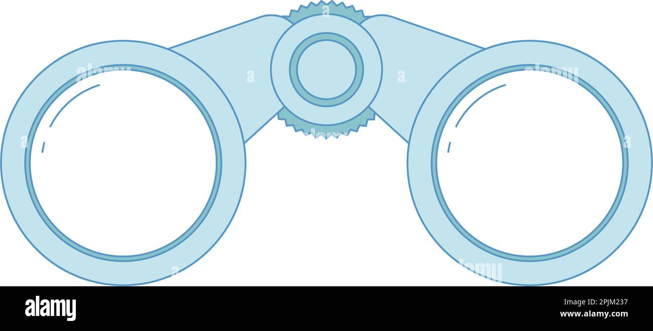 Binocular flat line icon. Blue colored illustration. Explore and ...