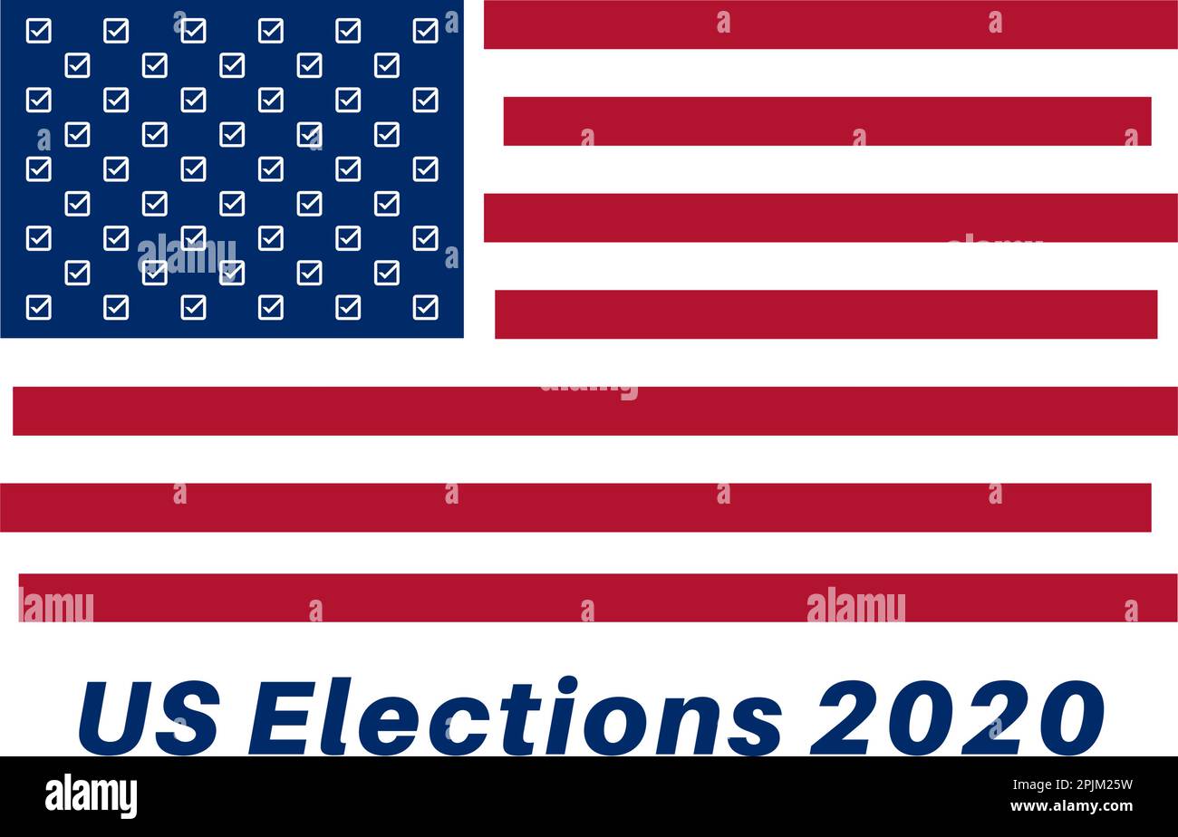 American flag with check mark symbols instead stars. US 2020 president ...