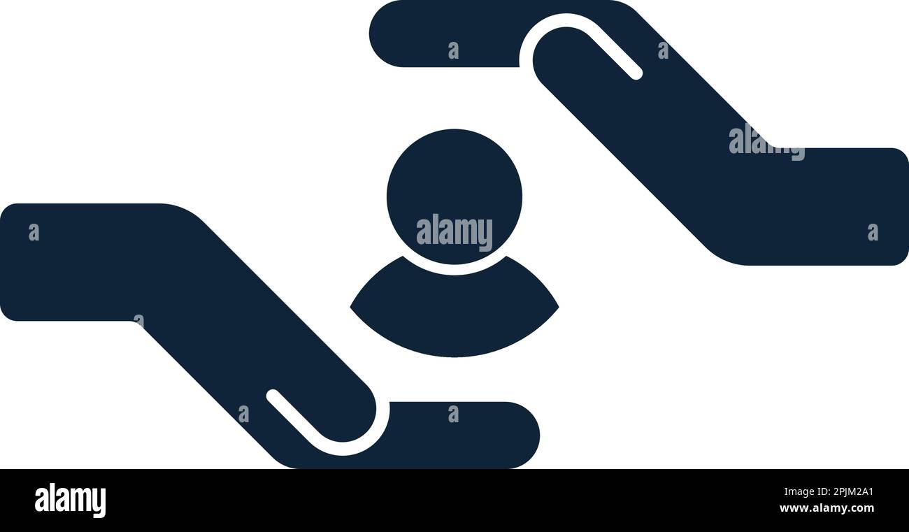 Customer care icon. Hands with customer inside. User technical support ...
