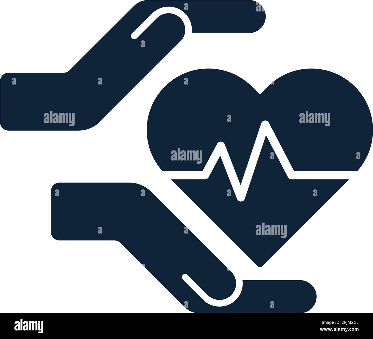 Hands and palms and heartbeat, pulse inside heart shapes. Health care ...