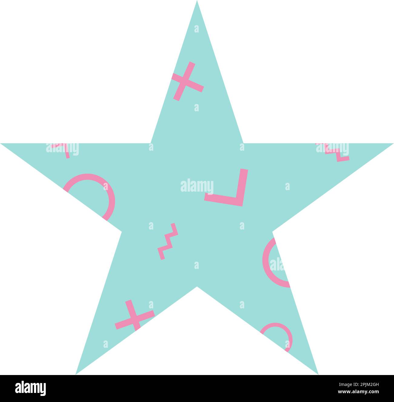 Star shape with pattern inside - stripes, circles. Vintage 90s style ...