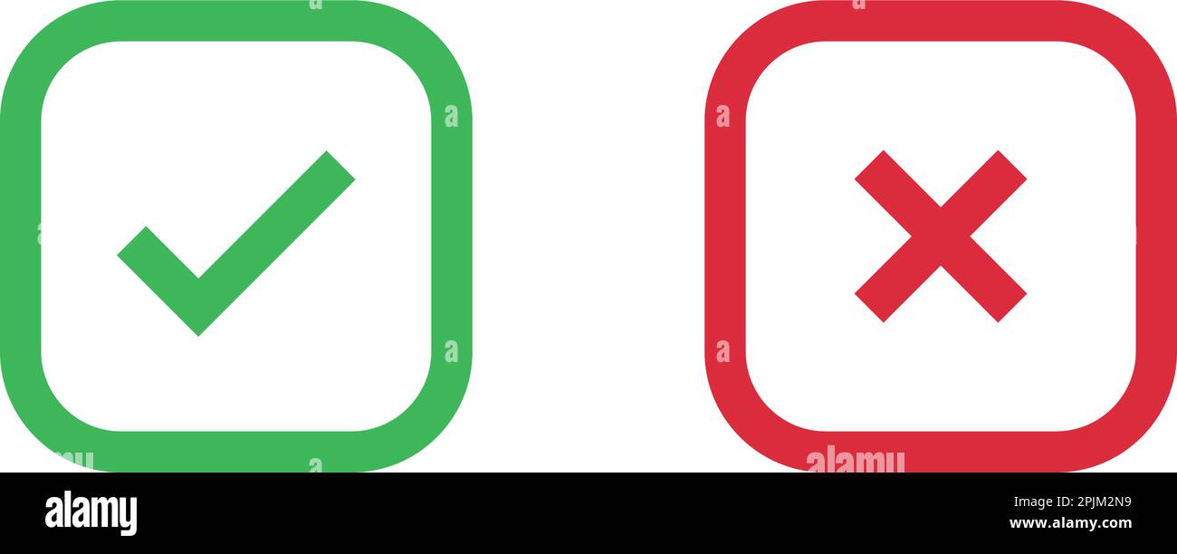 Check mark icons for web. Checkmark X symbols on white isolated ...