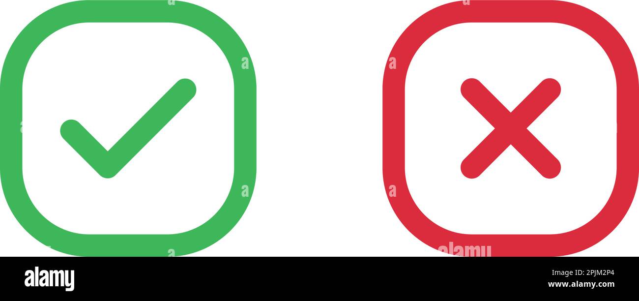 Check mark icons for web. Checkmark X symbols on white isolated ...