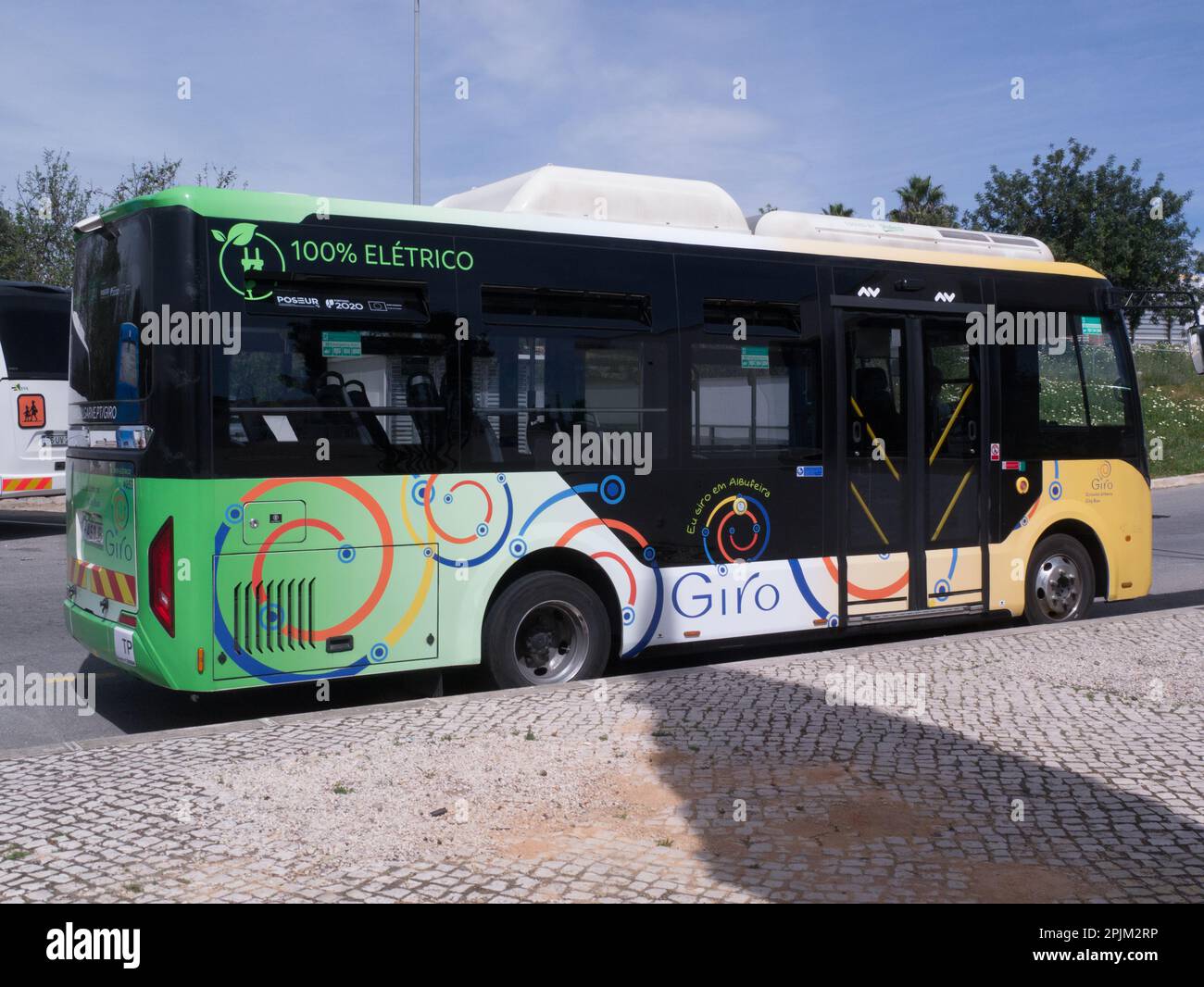 Electric bus in Albufeira Bus Terminus which takes passengers into ...