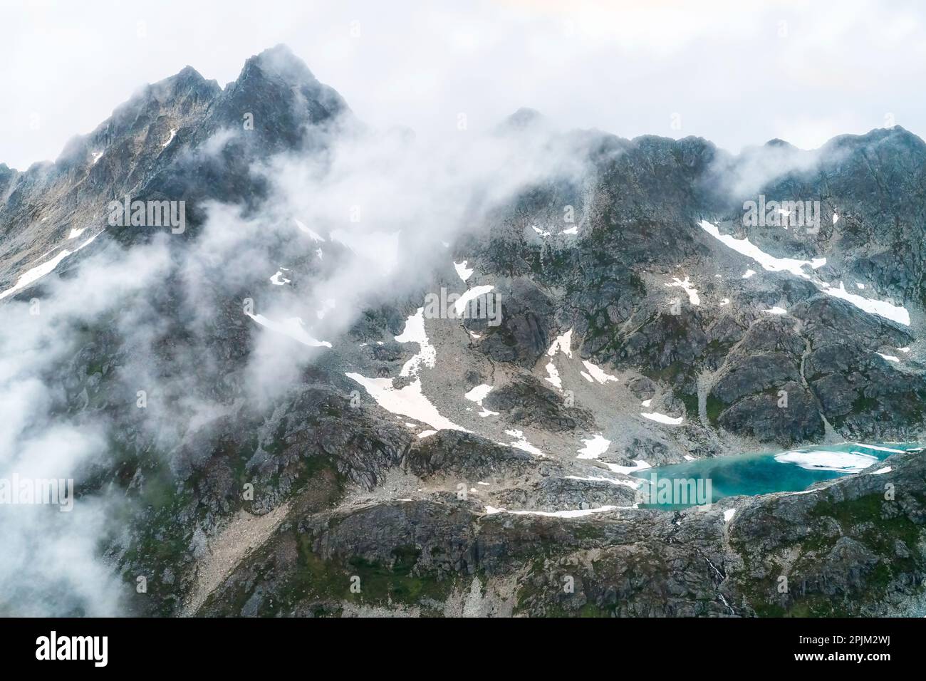 Alaska, Katmai National Park. Aerial view of glacial lake Stock Photo ...