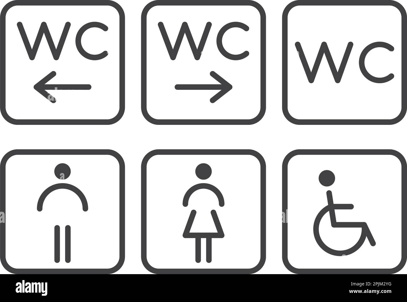 Set Of Toilet Icons Disabled Infant Men Women Wc Restroom Signs