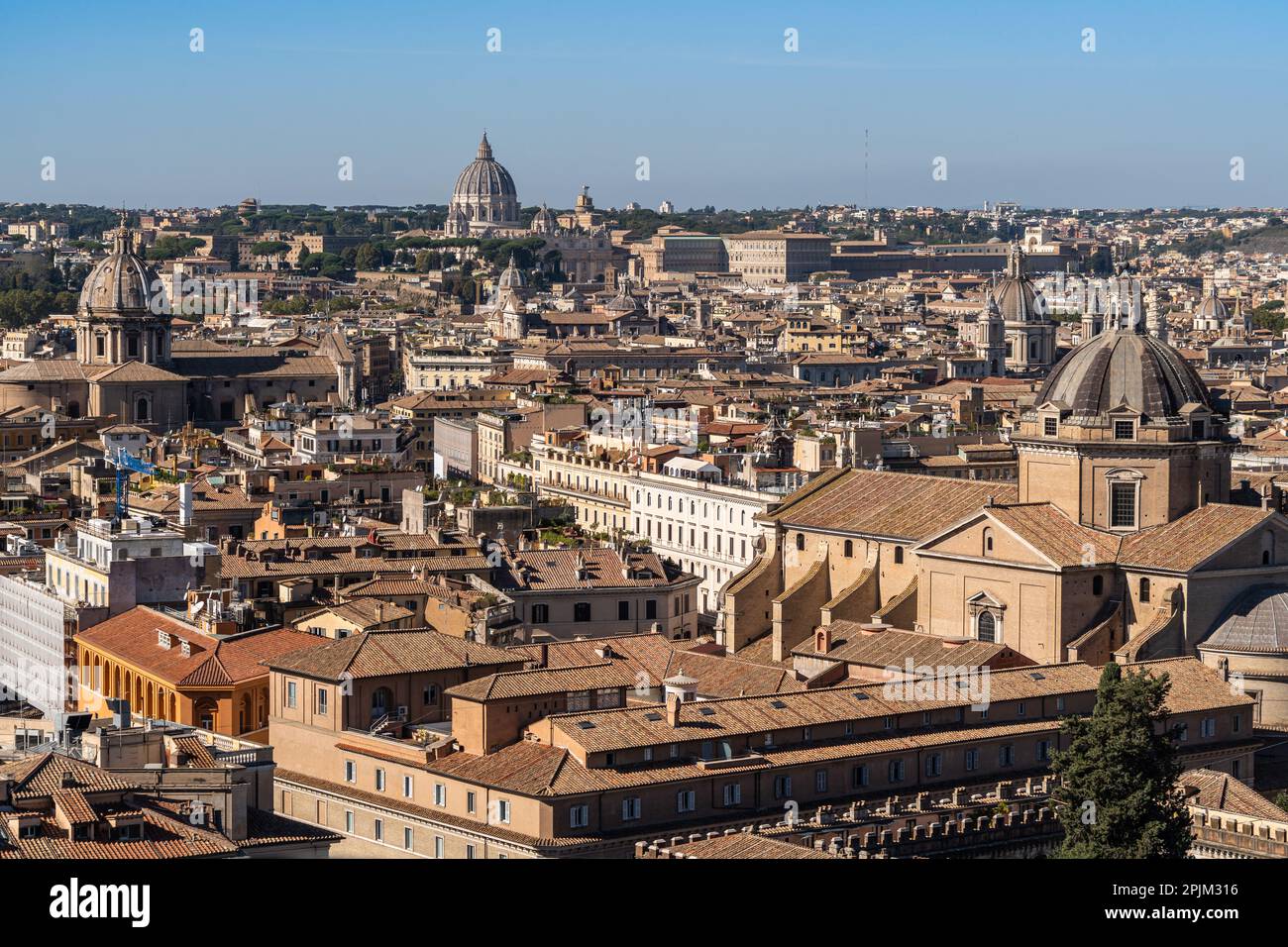 Scenic panorama of Rome seen from the terrace of the Altare della ...