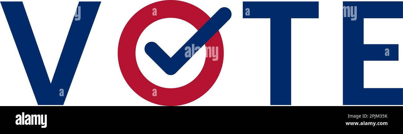 US American presidental election 2020. Vote word with checkmark symbol inside. Political ...