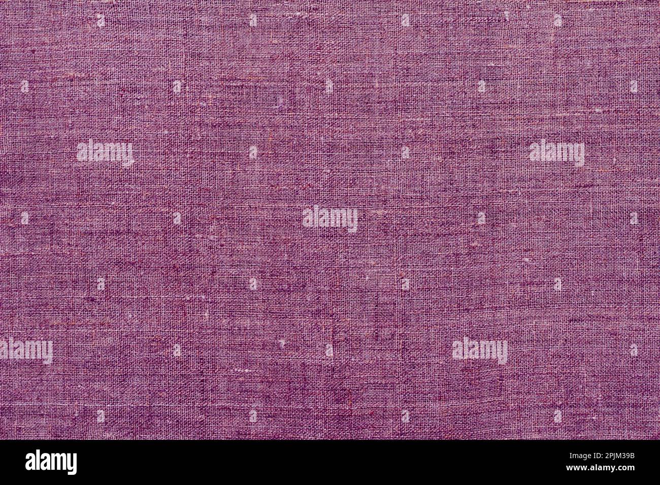 Purple lilac natural linen fabric, background or texture, top view ...