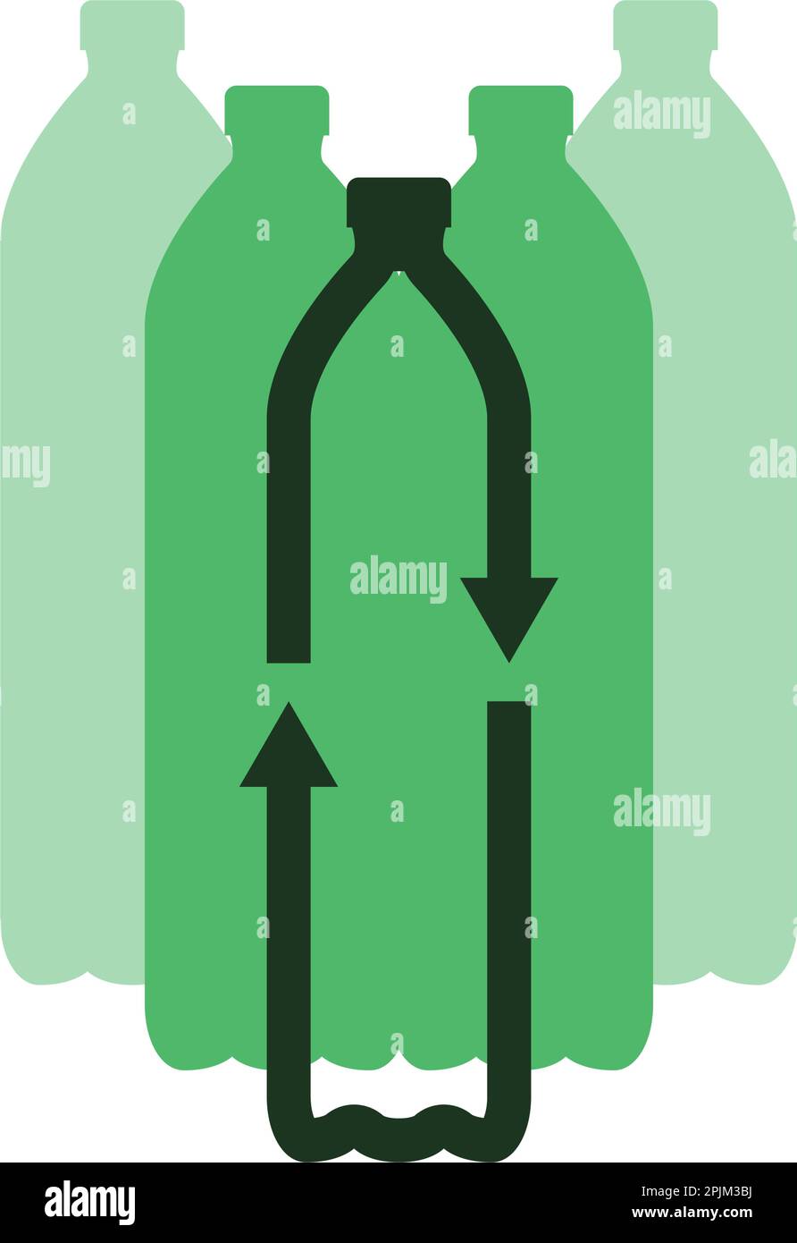 Plastic pet bottle form recycling symbol with arrows. Green pet bottle ...