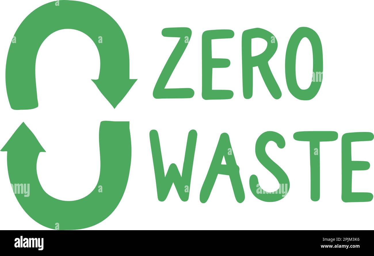 Green zero waste logo. Zero waste lifestyle design concept. Eco life - reuse, reduce, recycle ...