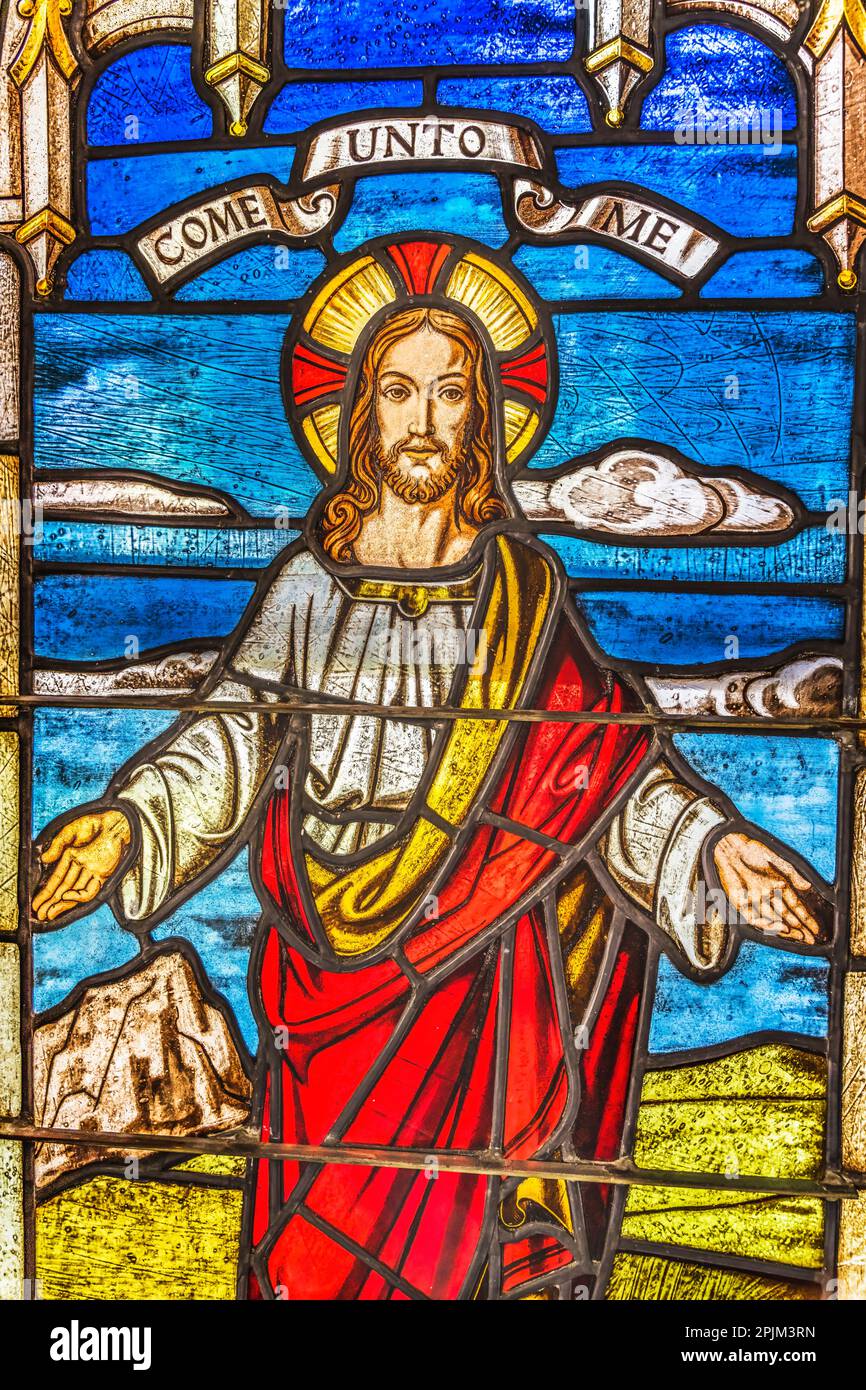 Jesus Christ Invitation to come to him stained glass, Trinity Parish ...