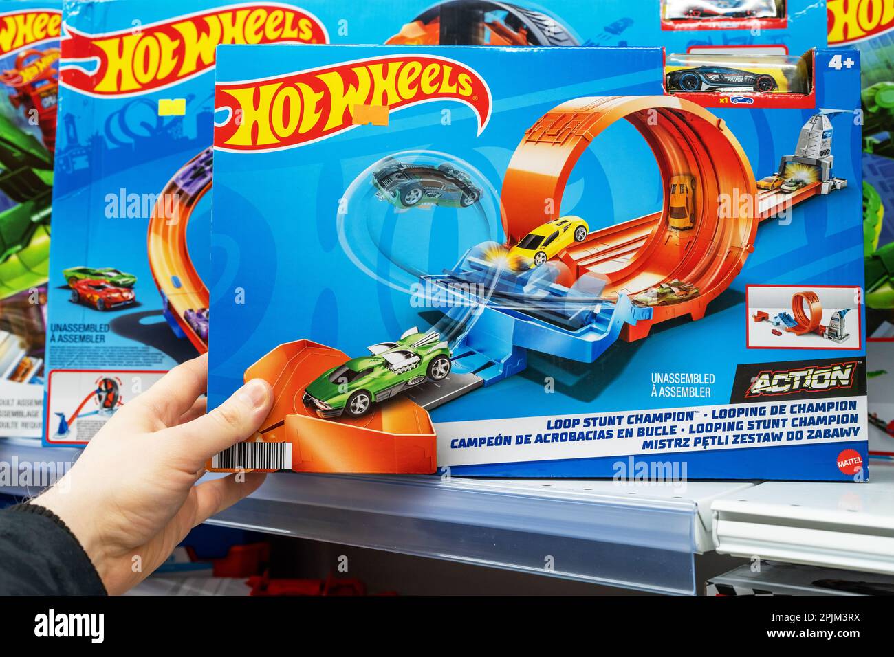 Box of Hot Wheels kids toy. The buyer period a box of toys from the ...
