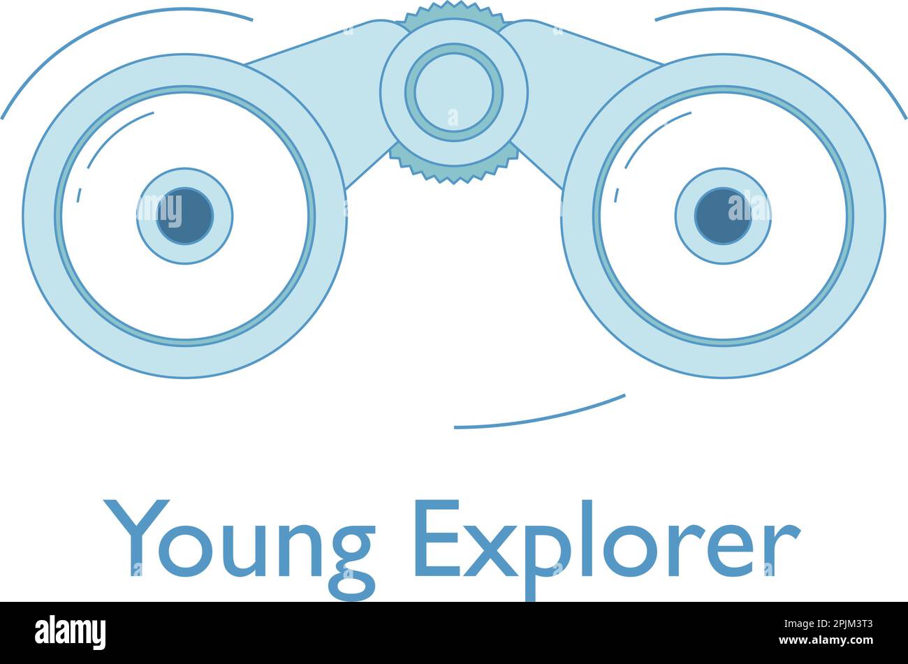 Binocular cartoon character with eyes and smile. Applicable as print ...