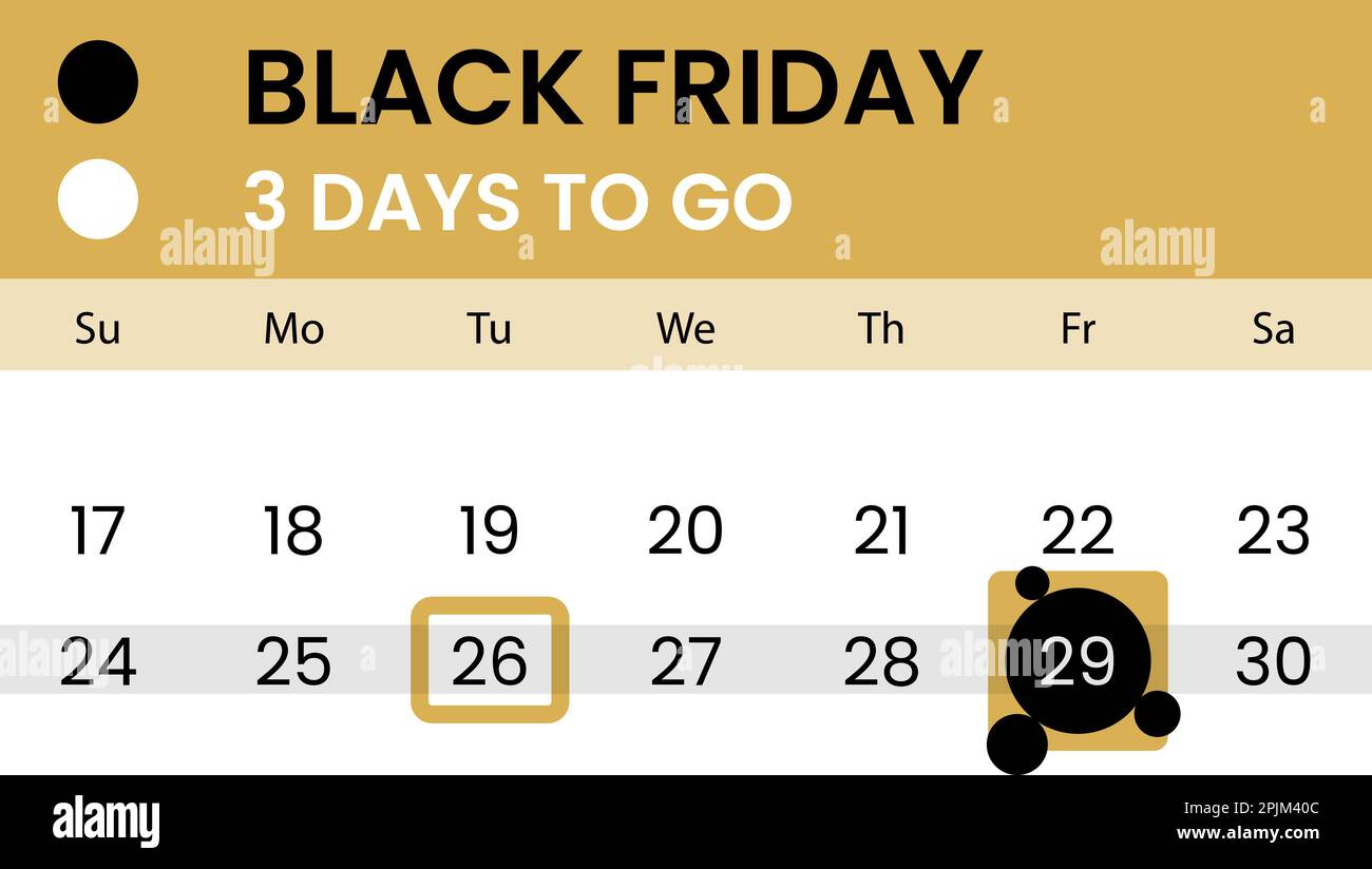 Black friday banner as calendar with countdown - 3 days to go. Waiting ...