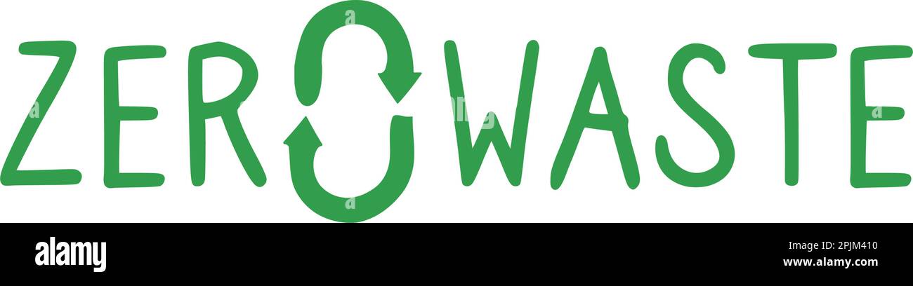 Green zero waste logo. Zero waste lifestyle design concept. Eco life - reuse, reduce, recycle ...