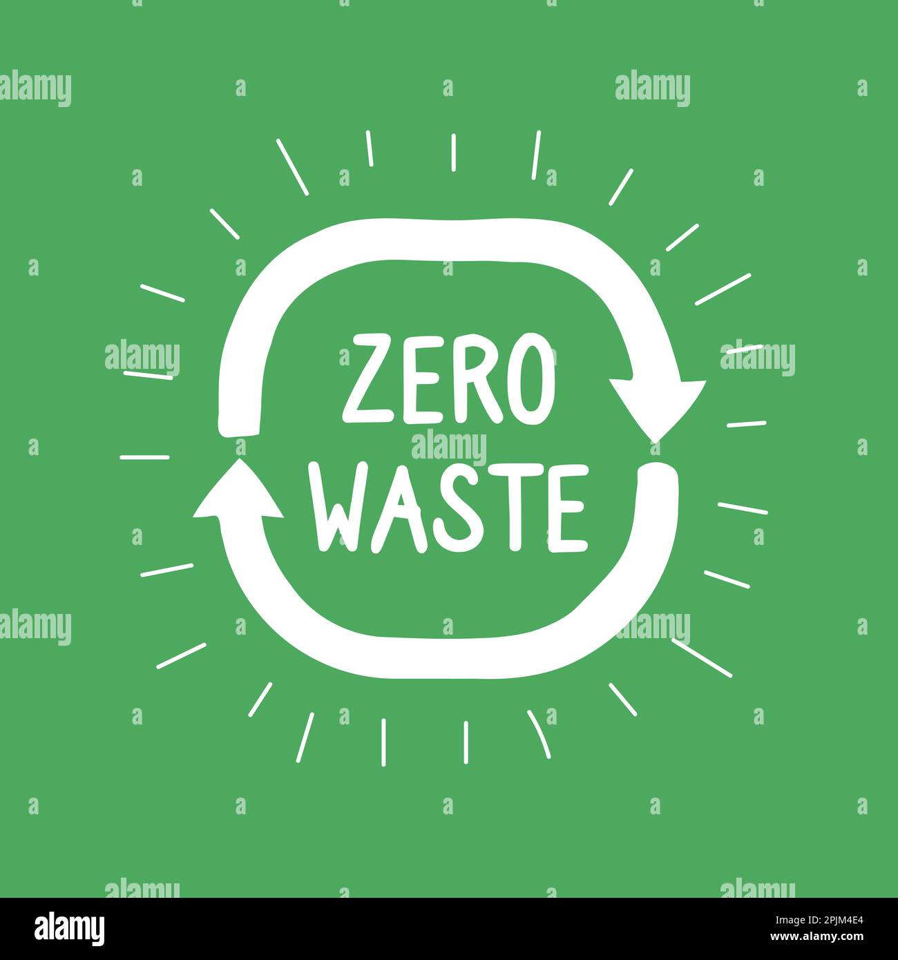 Zero waste logo on green background. Zero waste lifestyle design concept. Eco life - reuse ...