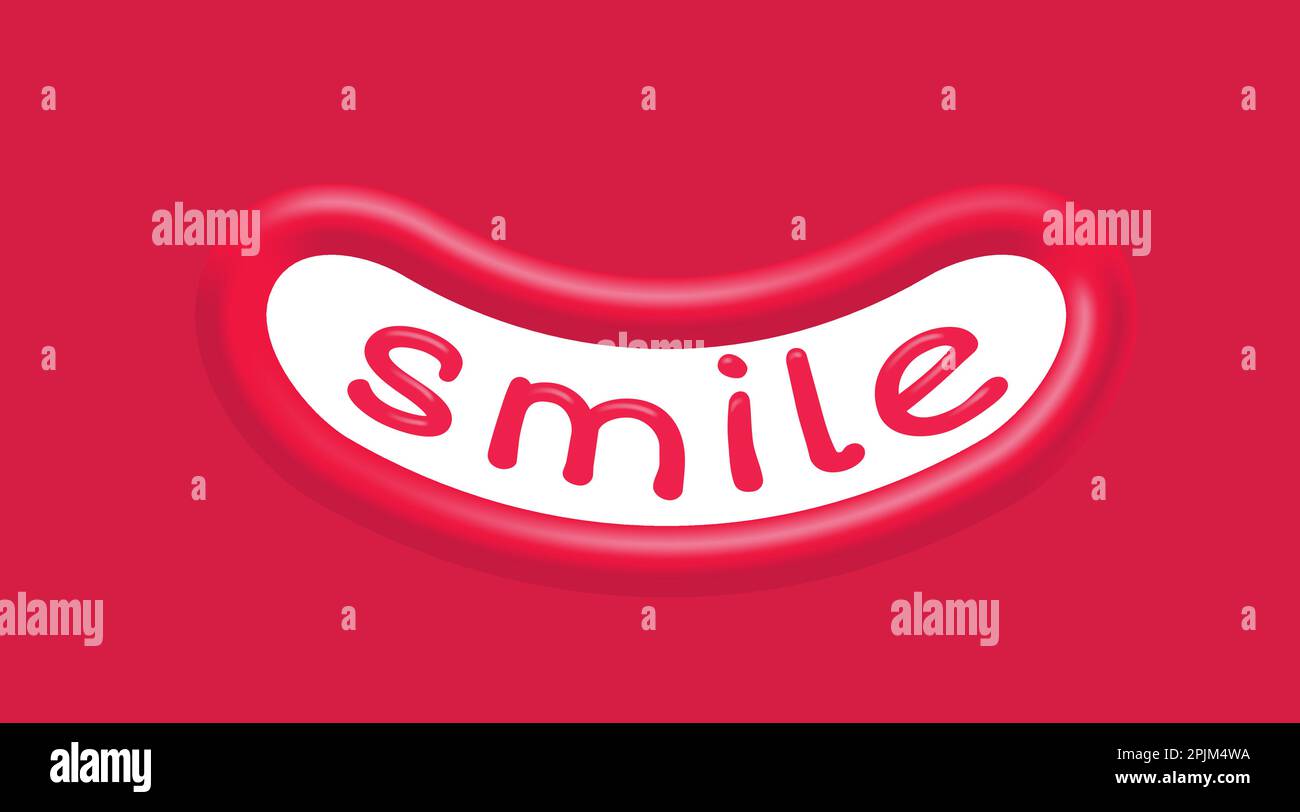Clay smile word inside wide smile. Cartoon joy emotion illustration ...