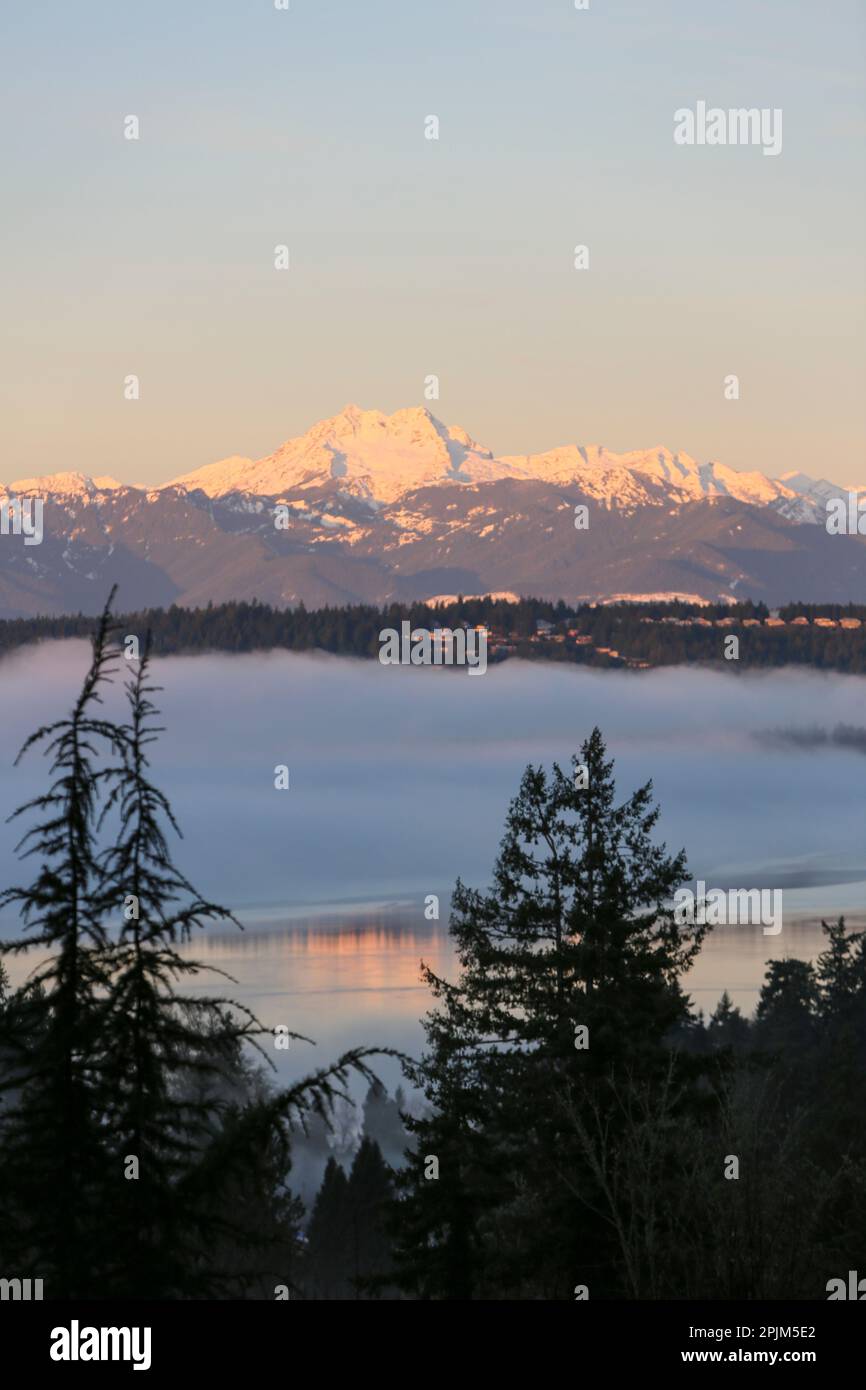 Bremerton, Washington State, USA. Fog rising Stock Photo - Alamy