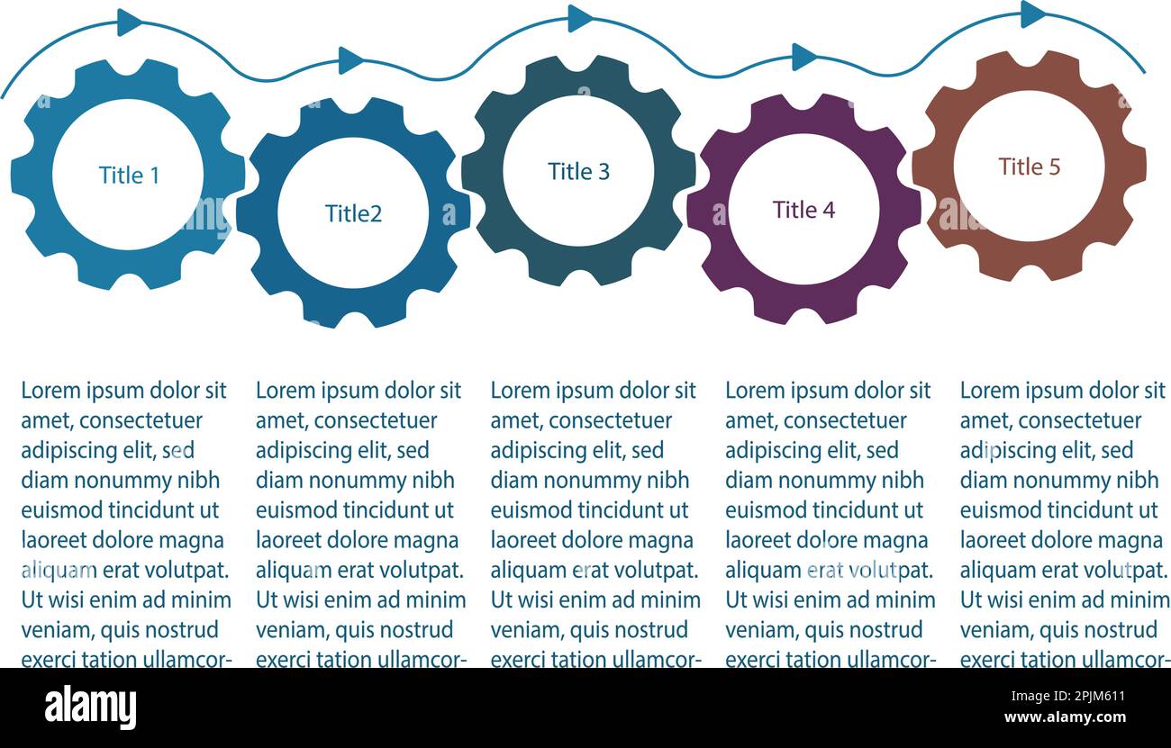 Infographics presentation template with gear cogs or cogwheels ...