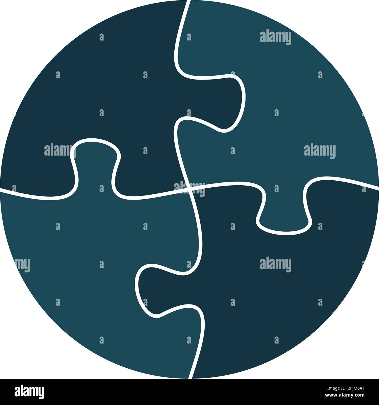 Four jigsaw pieces or parts connected together. Multicolor puzzle ...