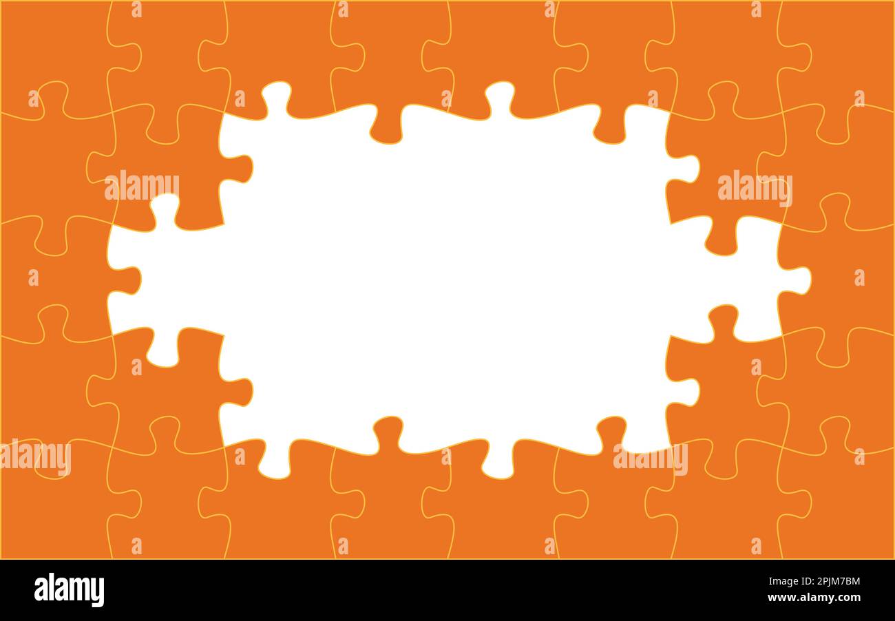 Orange puzzle pieces. Jigsaw frame. Puzzle orange background. Flat ...