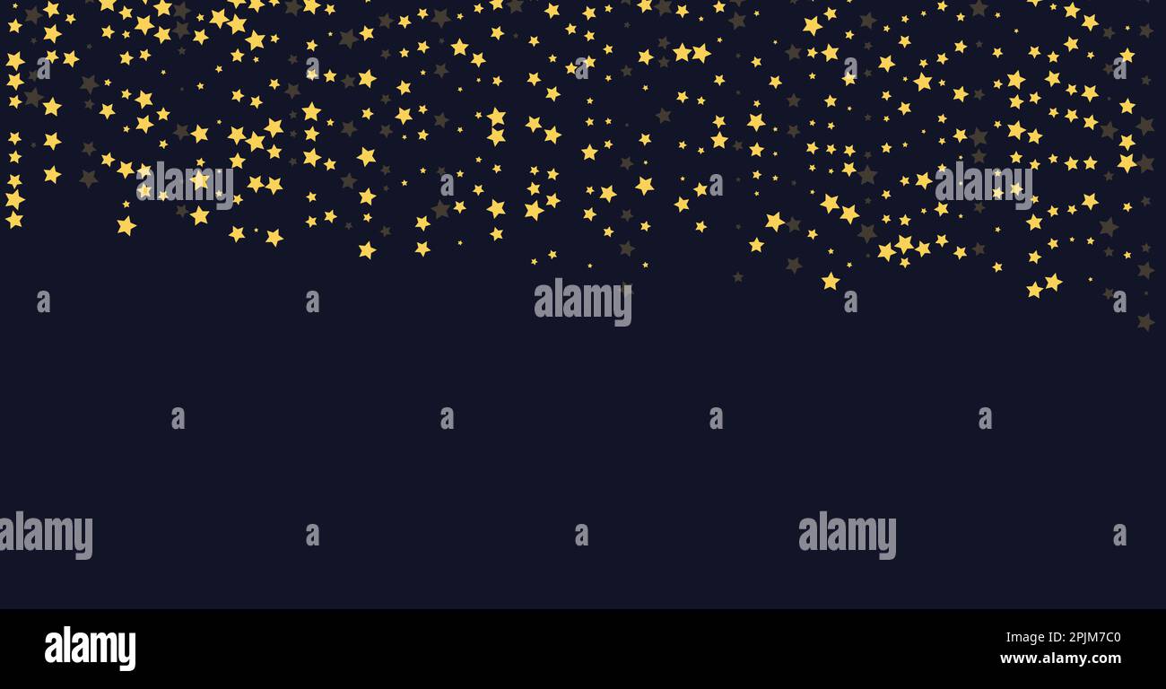 Magic stars on the night sky background. Golden stars as curtain or ...