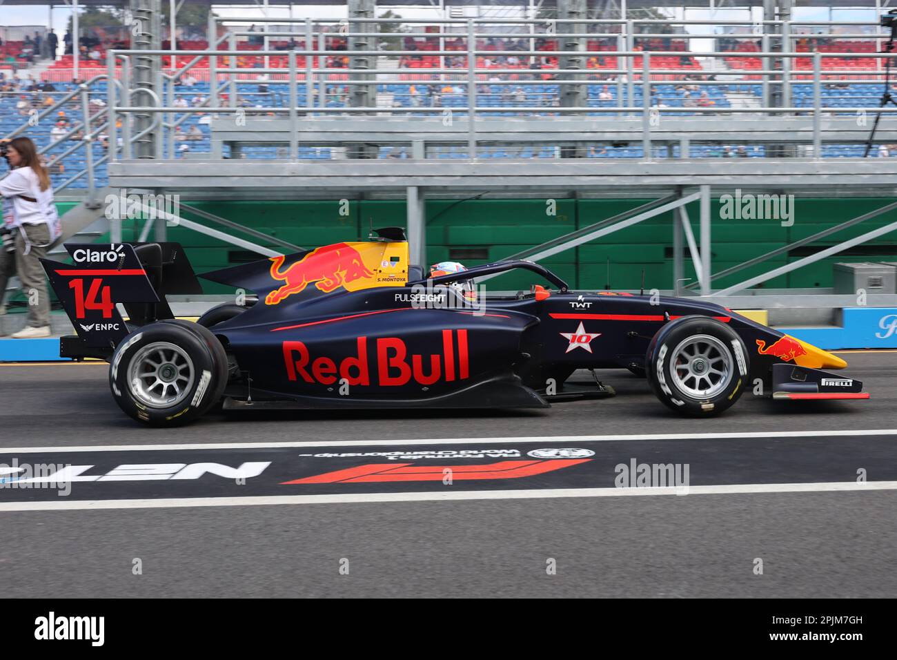 MELBOURNE, AUSTRALIA - MARCH 31: F3 racer Sebastián Montoya of Hitech ...