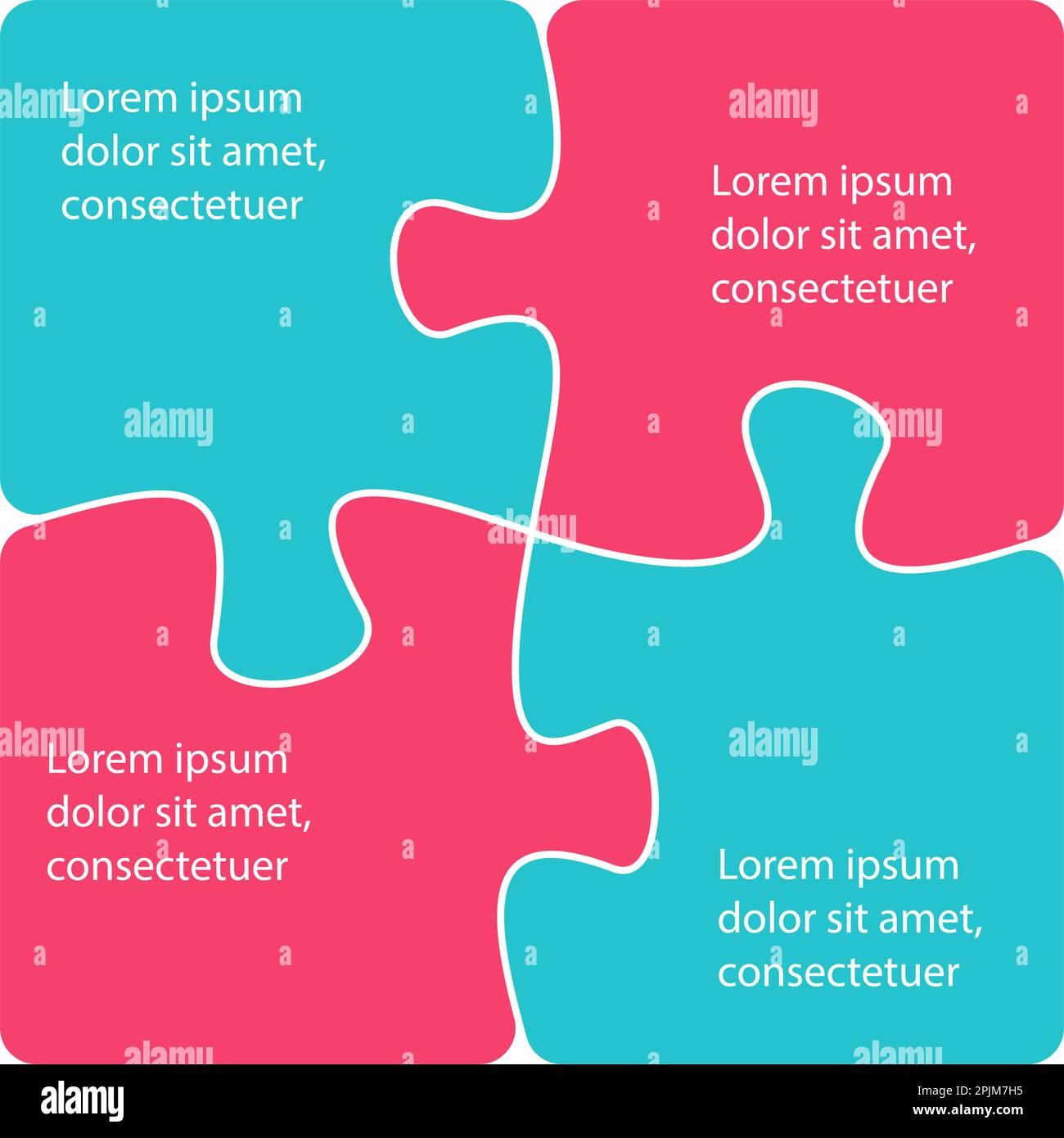Puzzle infographics element. Four jigsaw pieces or parts connected ...
