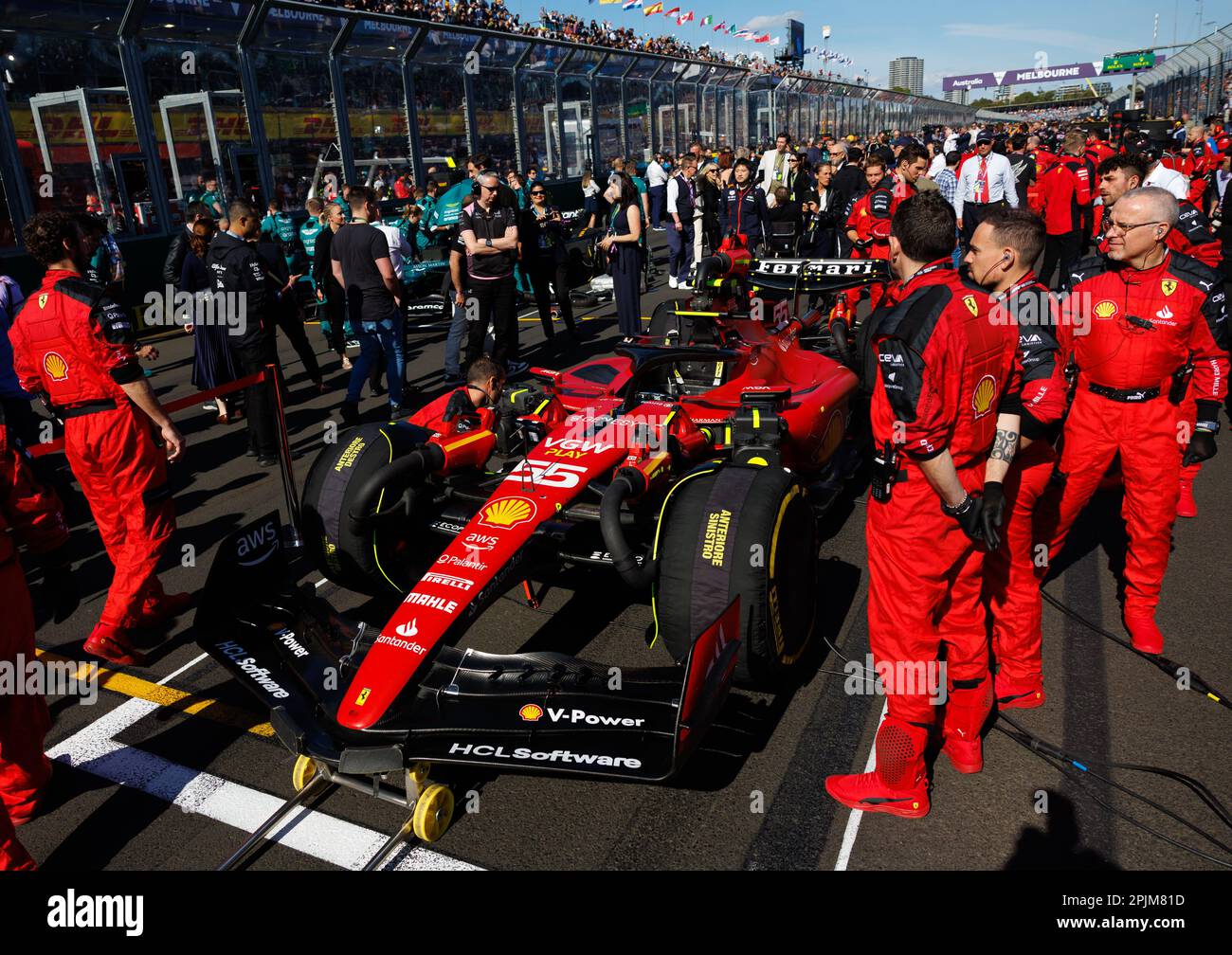 Albert Park, 2 April 2023 The Ferrari SF-23 car of Carlos Sainz (ESP ...