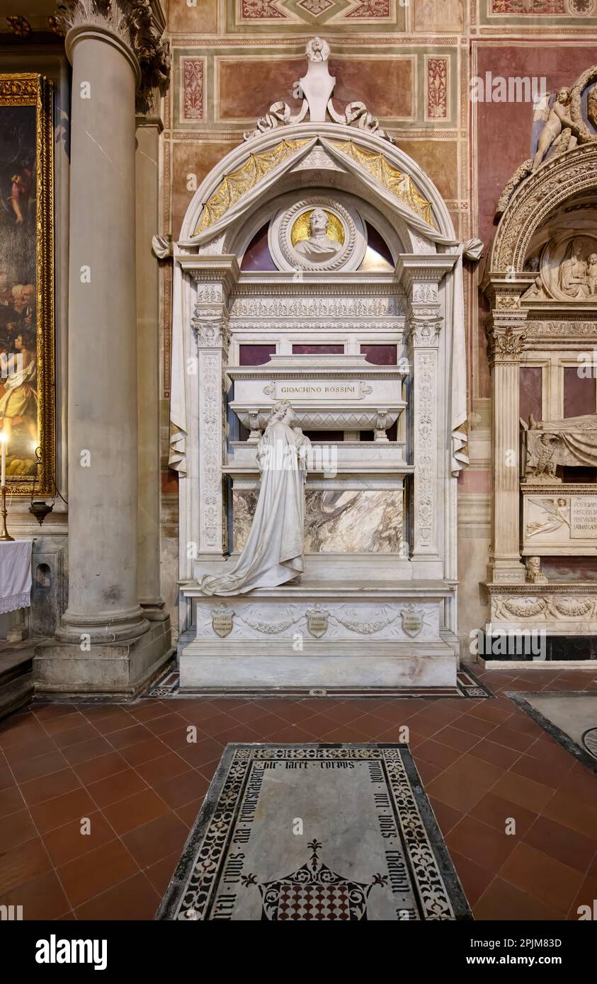 tomb of Gioachino Rossini, interior shot of Santa Croce, Basilica di ...