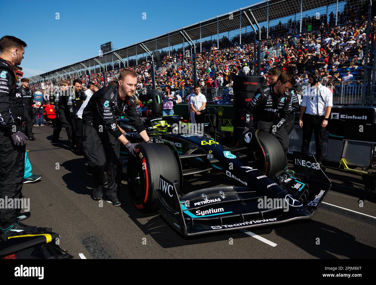 Albert Park, 2 April 2023 Lewis Hamilton (GBR) of team Mercedes in his ...