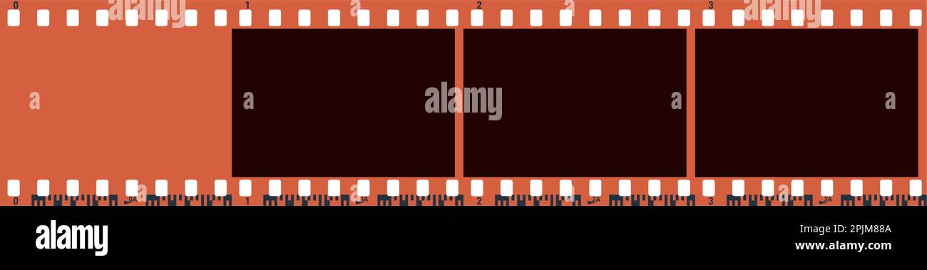 Four 4 photo camera blank frames. Retro 35 mm color camera filmstrip. Negative camera roll ...