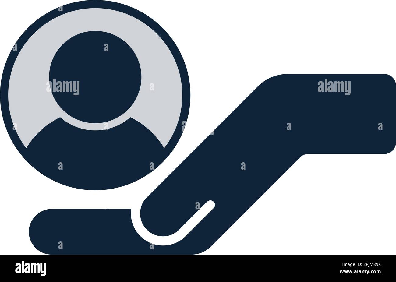 Customer care icon. Hands with customer inside. User technical support ...