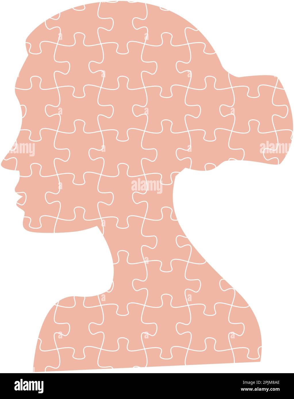 Girl or woman head with jigsaw pieces. Psychology or psychotherapy ...