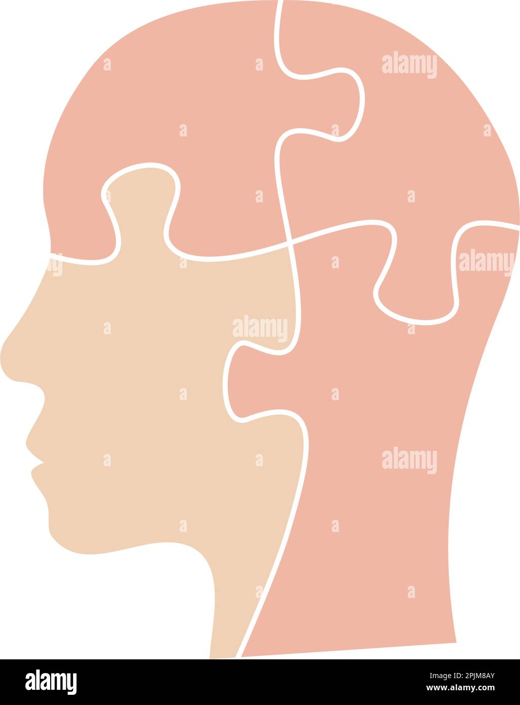 Human head with puzzle pieces inside. Idea, solution concept. Mental health or disorder ...