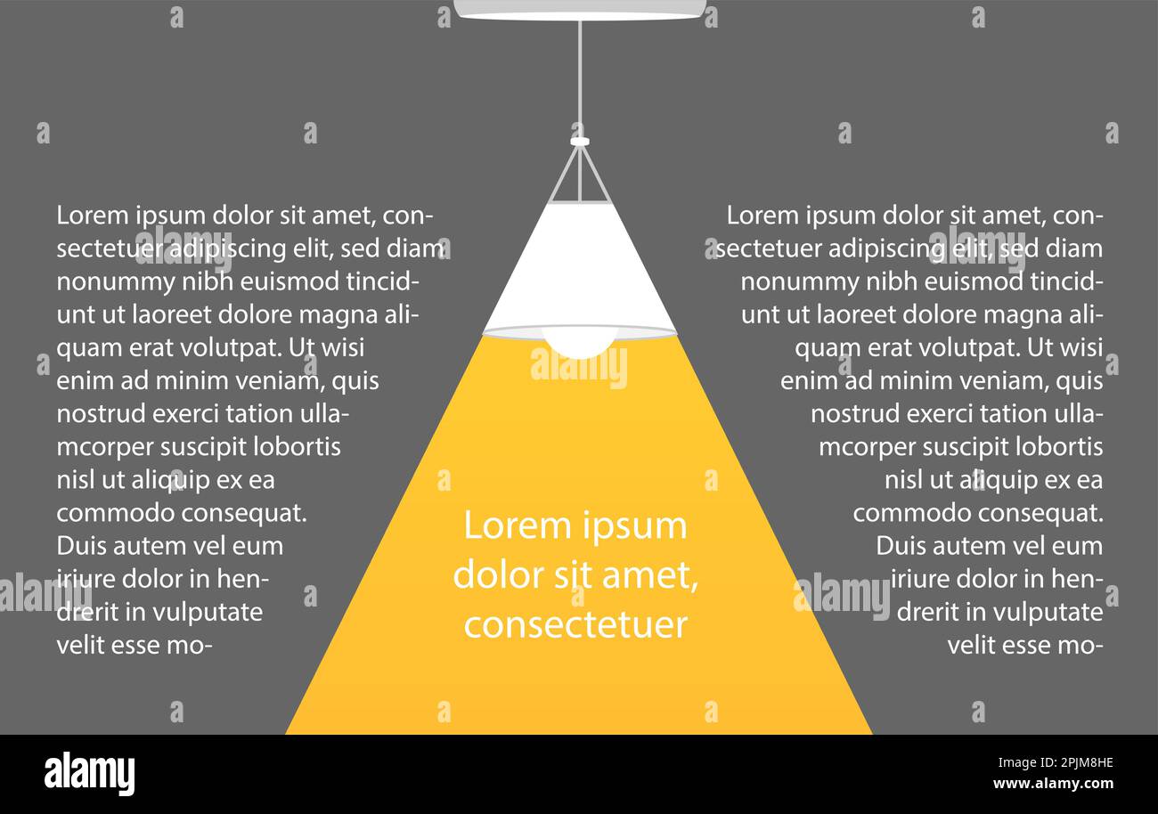 Ceiling lamp bulb as spotlight and text turn on creativity. Yellow ...