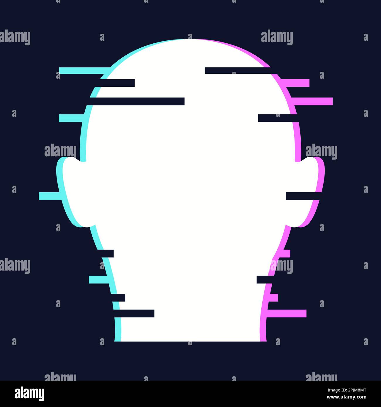 Male head silhouette with glitch distortion. Mental disorder ...