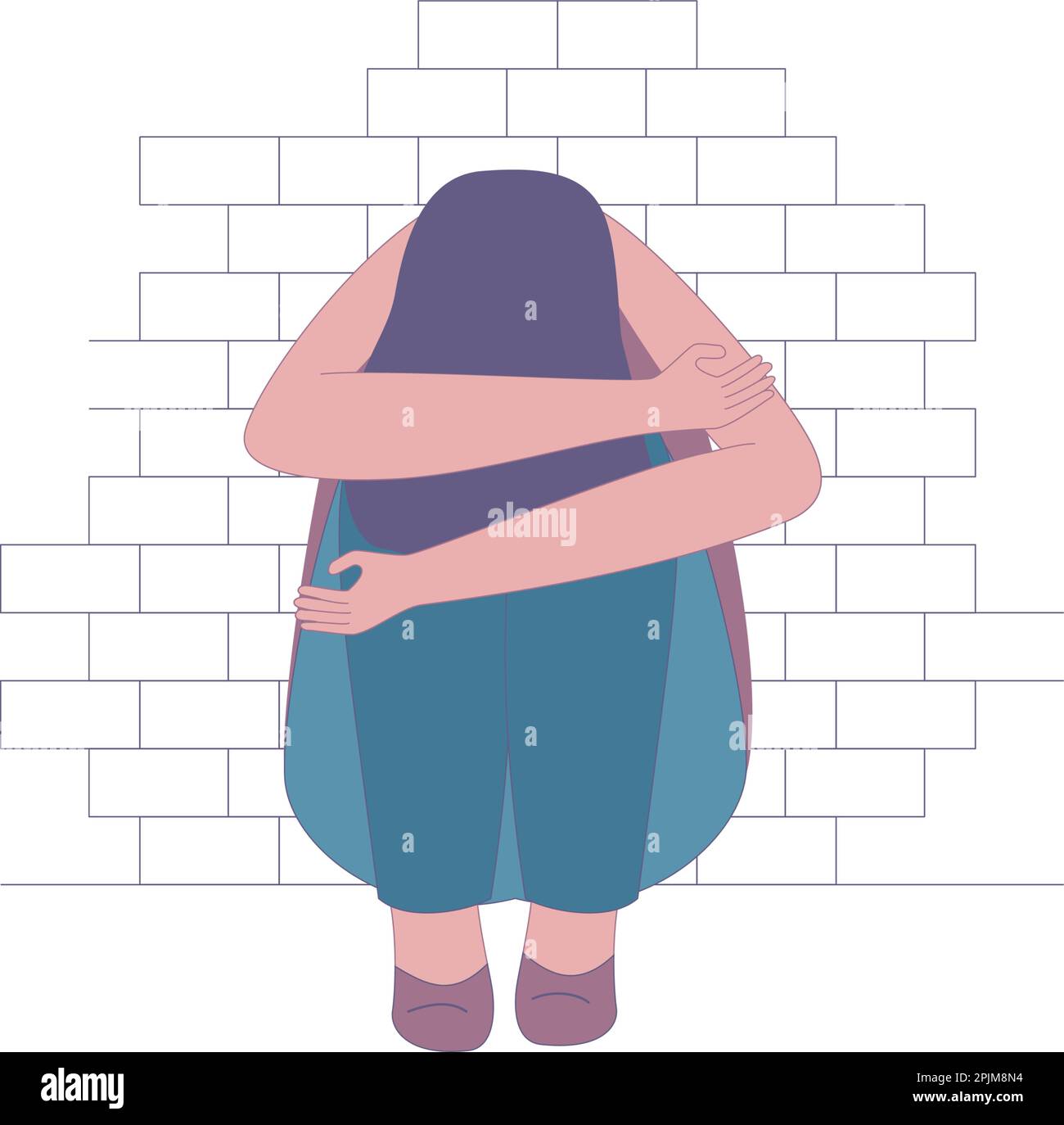 Woman brick wall unhappy Stock Vector Images - Alamy