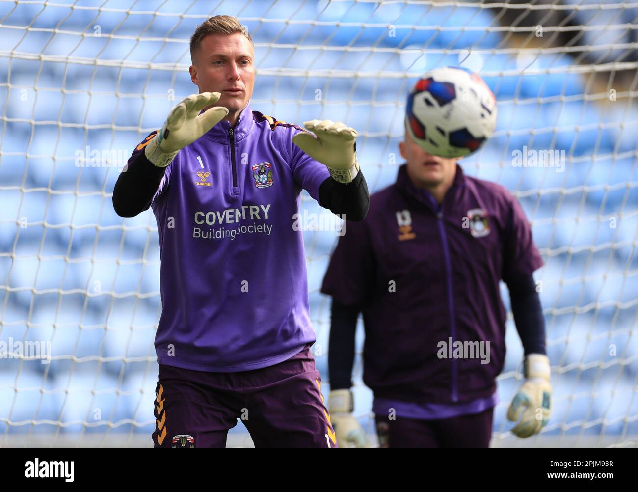 Coventry City goalkeeper Simon Moore in action during training at ...