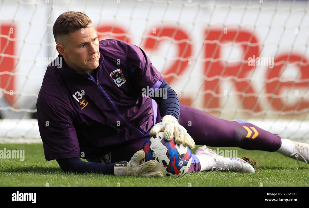 Coventry City goalkeeper Ben Wilson in action during training at ...