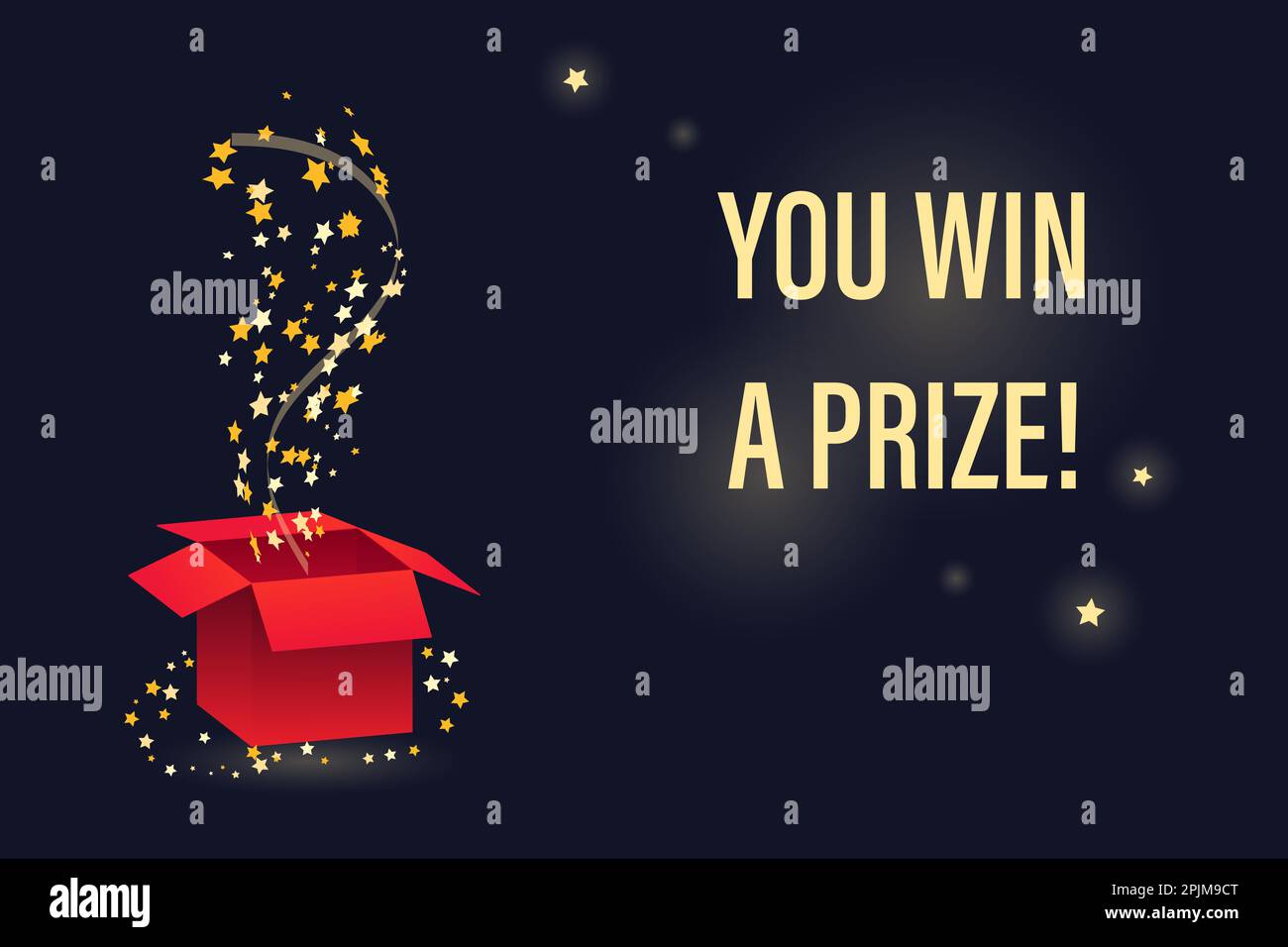 Red box with the gift inside. Explosion of stars out of the red open ...