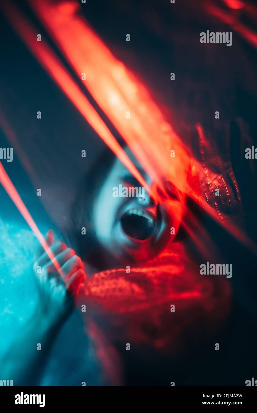 Anger scream mental disorder mad woman silhouette Stock Photo - Alamy