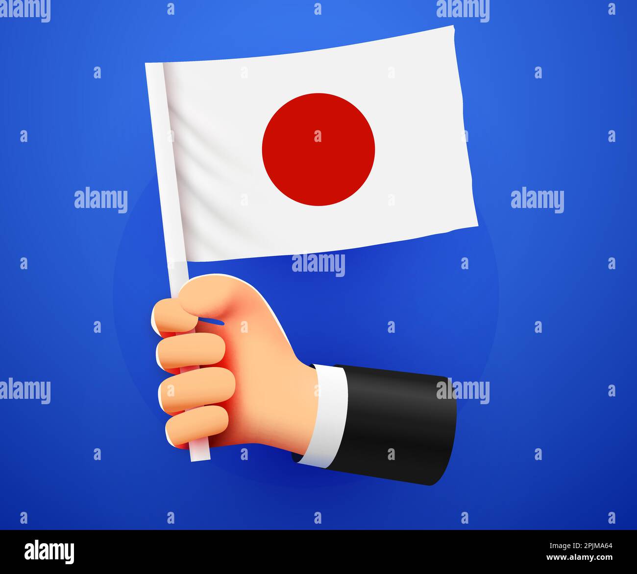 3d hand holding Japan National flag. Vector illustration Stock Vector ...