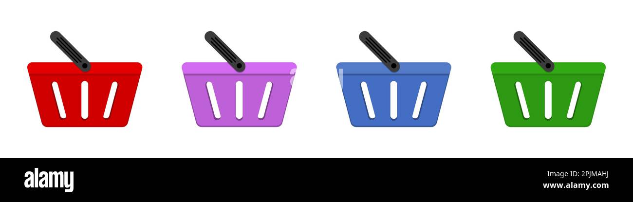 Shopping basket icon. Set of colored symbols of shopping basket. Vector ...